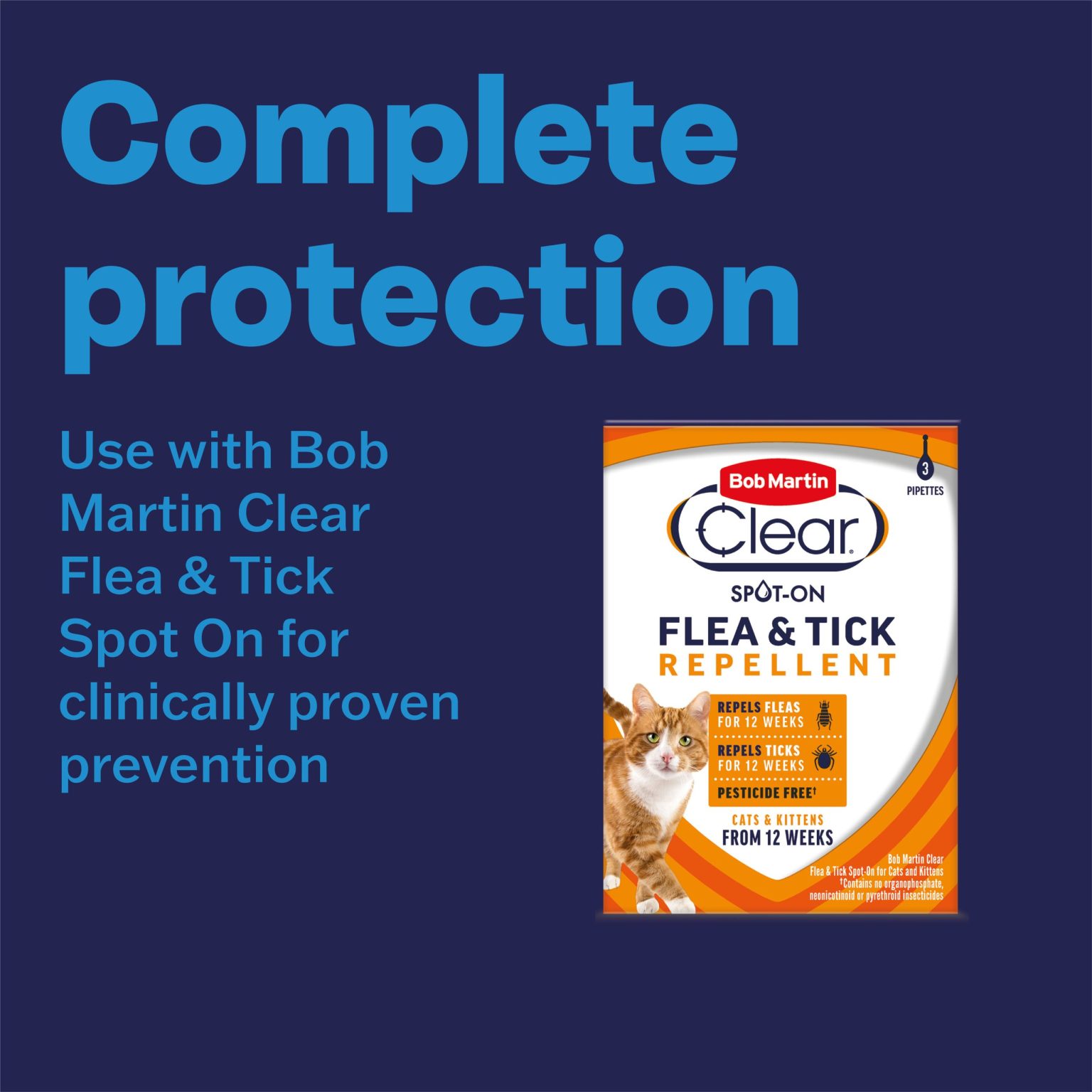 Bob Martin Clear Flea & Tick Repellent Spray for Cats - 300ml - Bob Martin